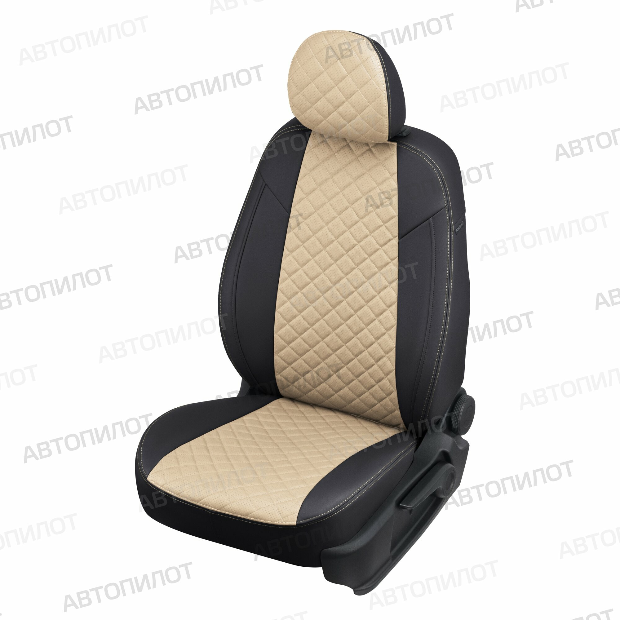 Авточехлы Экокожа Ромб Audi A6 (С5) Sd (40/60) с 97-04г. Черный + Бежевый