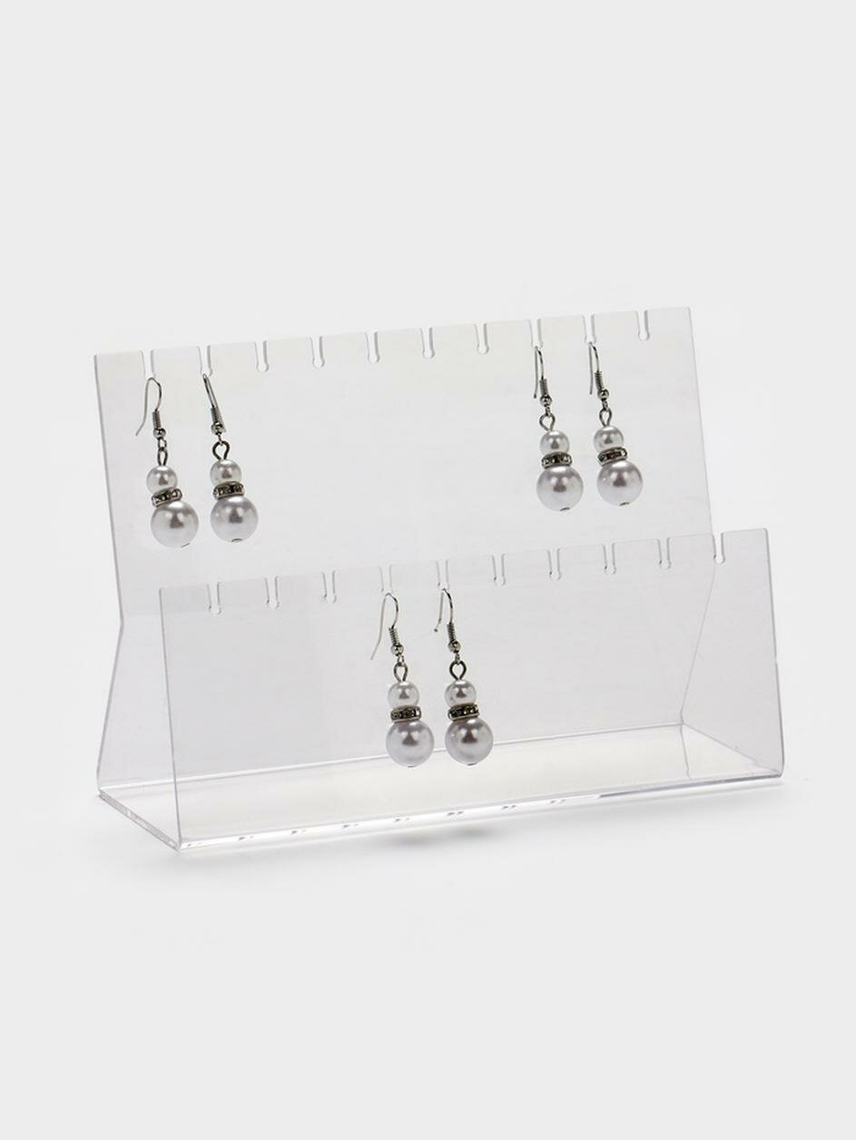 Подставка под сережки на 10 пар, 2 ряда, 16×6.5×11, оргстекло 2 мм