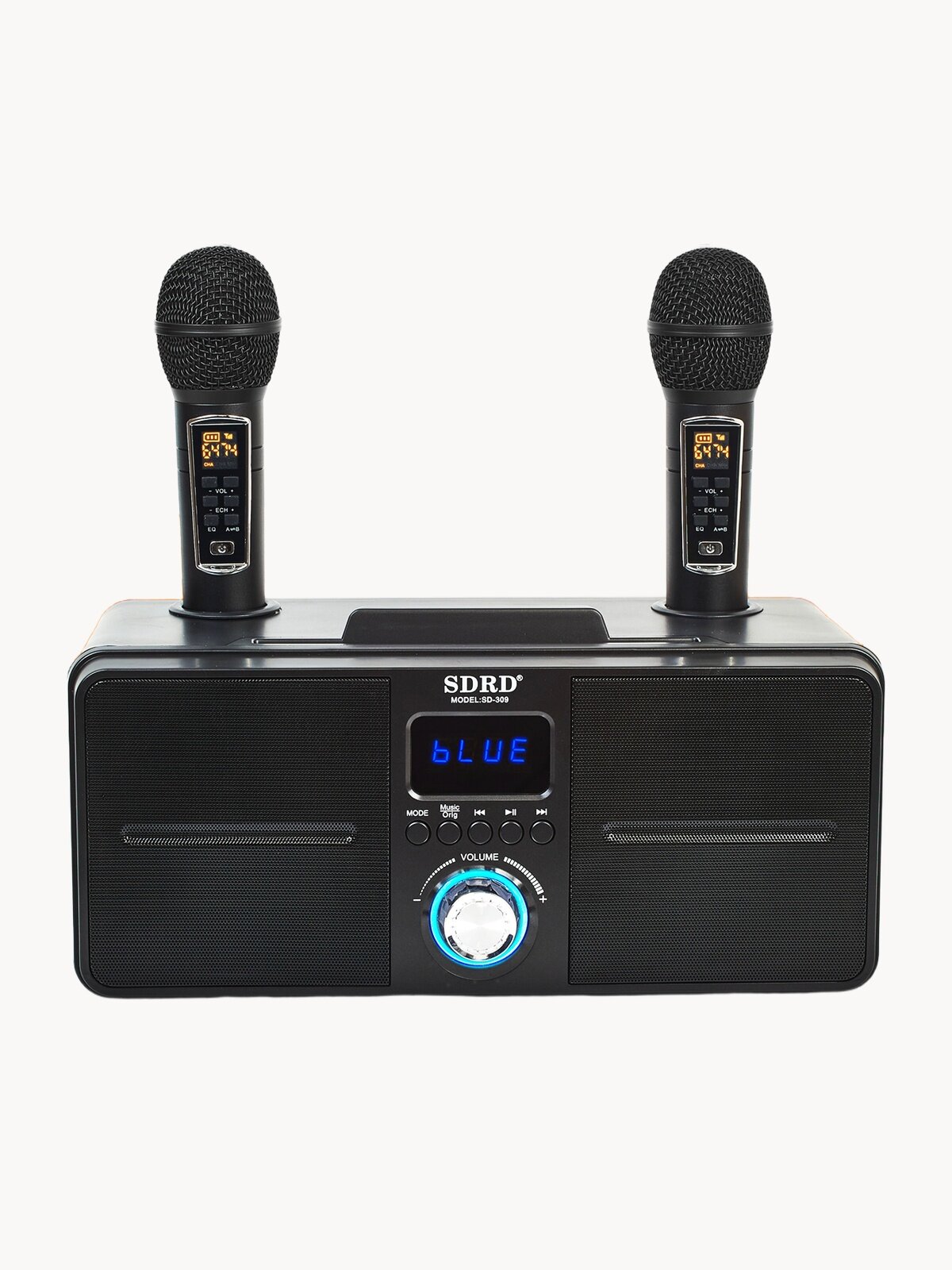 Караоке система с двумя беспроводными микрофонами "SD-309" черная