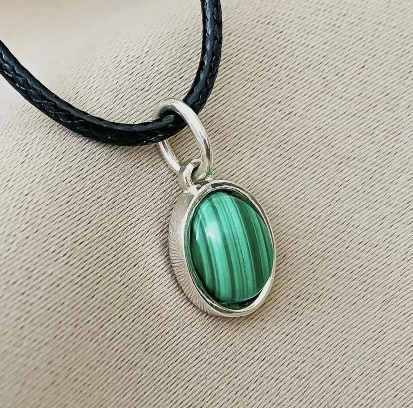 Подвеска, серебро, 925 проба, родирование, малахит