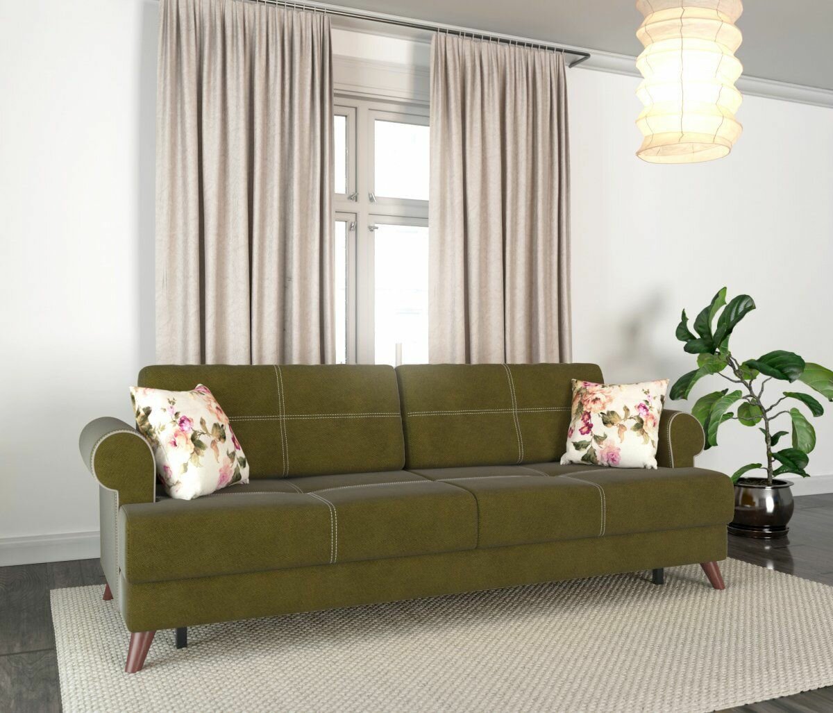 Диван-кровать прямой Аманда зеленый