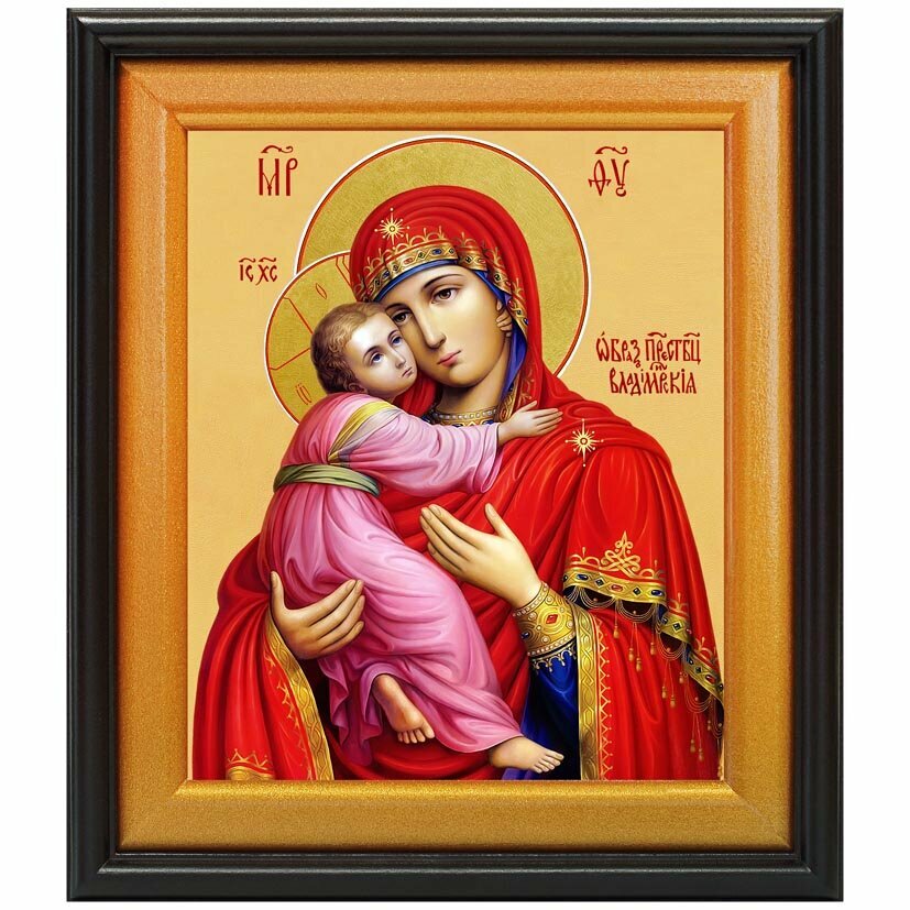 Владимирская икона Божией Матери (лик № 003), в широком киоте 24*27,5 см