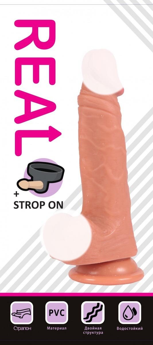 Реалистичный фаллоимитатор REAL на присоске и страпон-трусиками