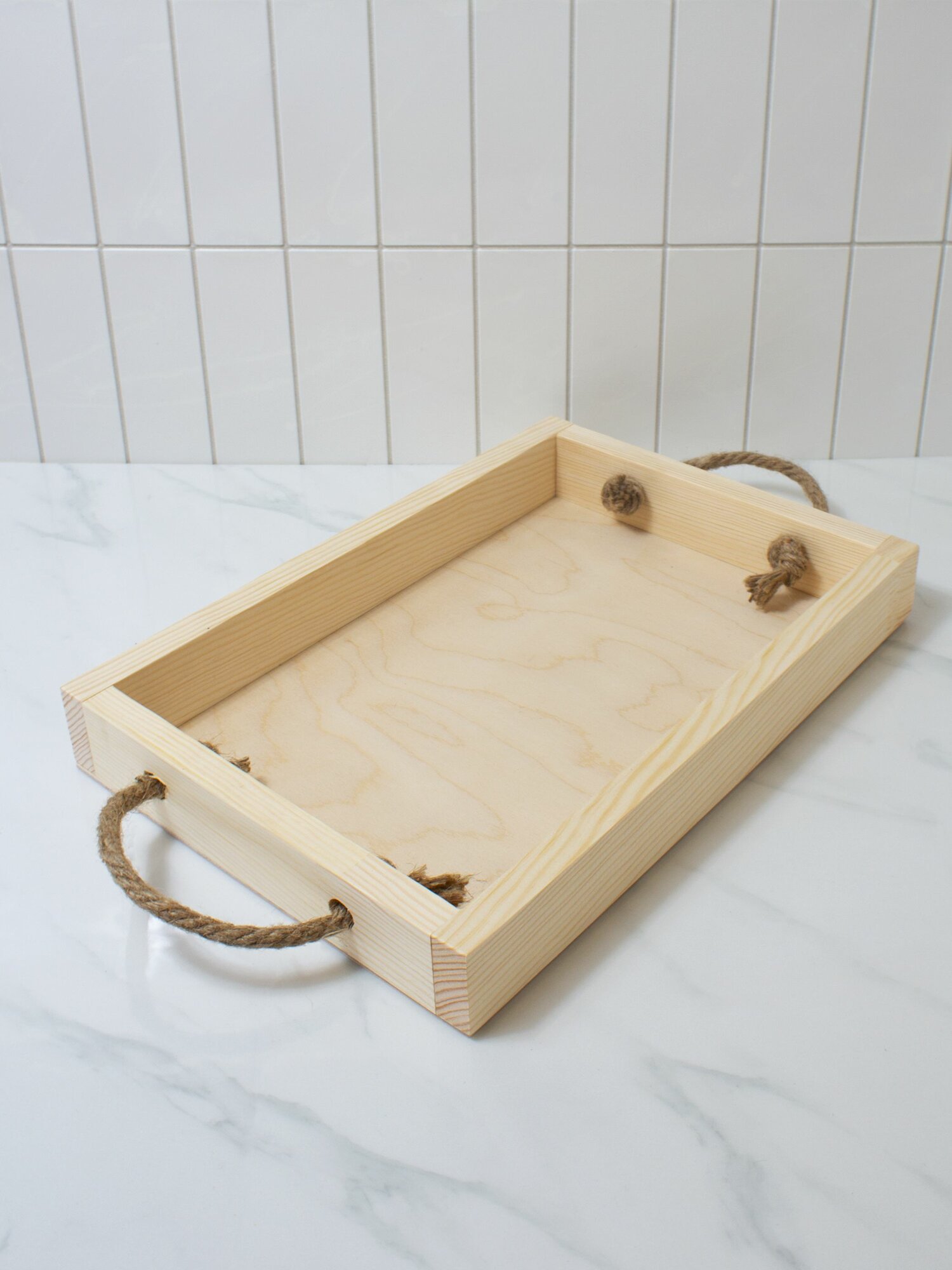 Поднос MARIO MARATA, деревянный с джутовыми ручками, 37,8х26,2 см