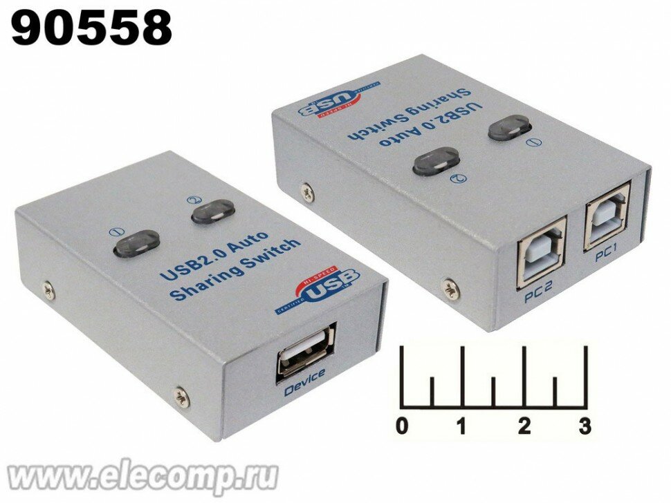 USB Hub 2 port USB B+ USB A (автоматическое переключение) для подключения 2х комп. к 1 принтеру