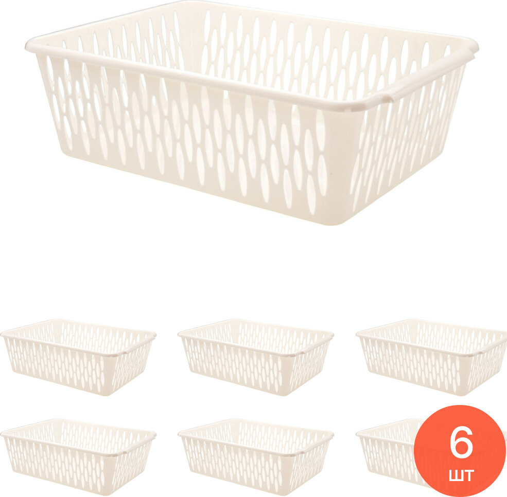 Корзина для хранения BranQ / БрэнК Light L, из полипропилена, 380x275x120мм (комплект из 6 шт)