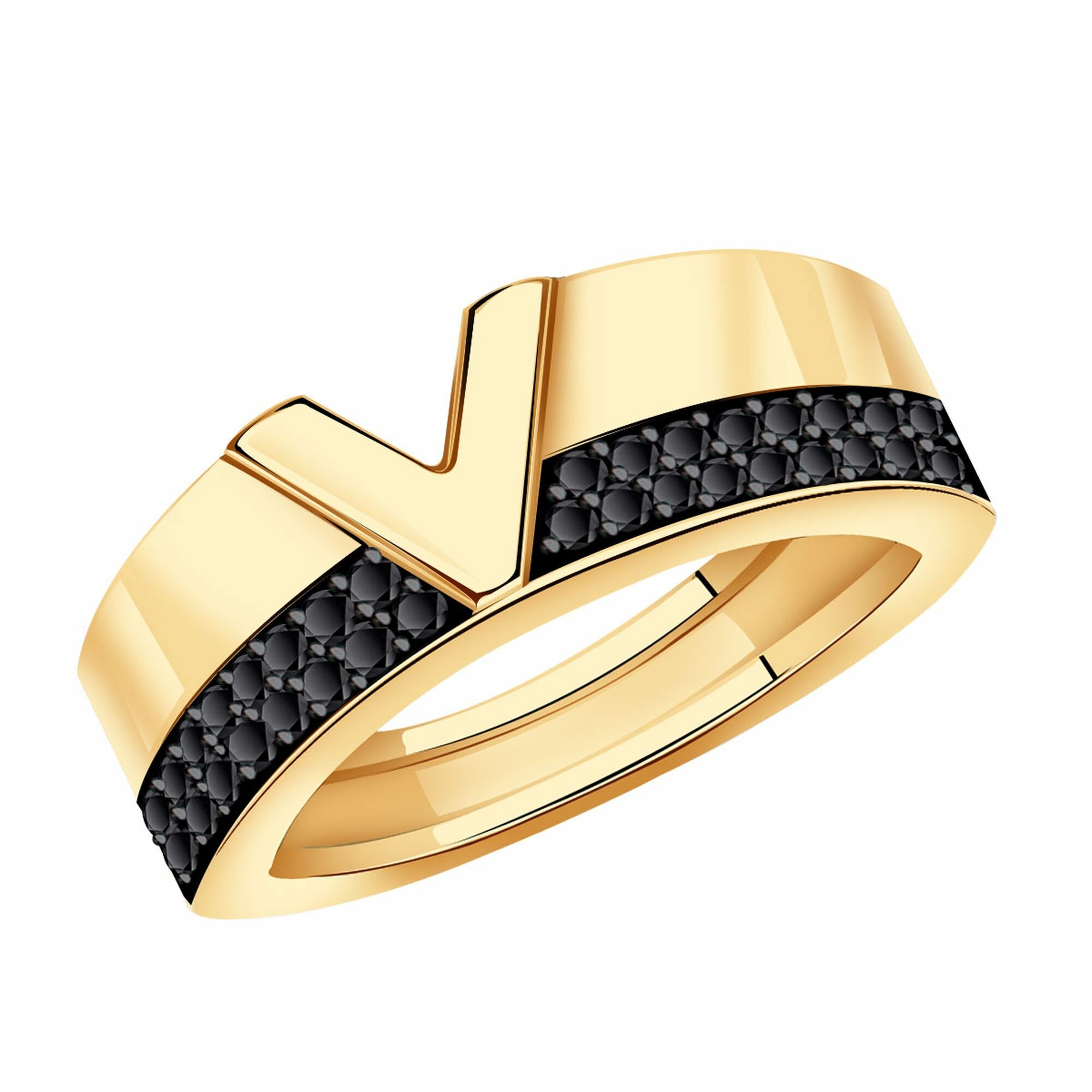 Кольцо дорожка, красное золото, 585 проба, фианит