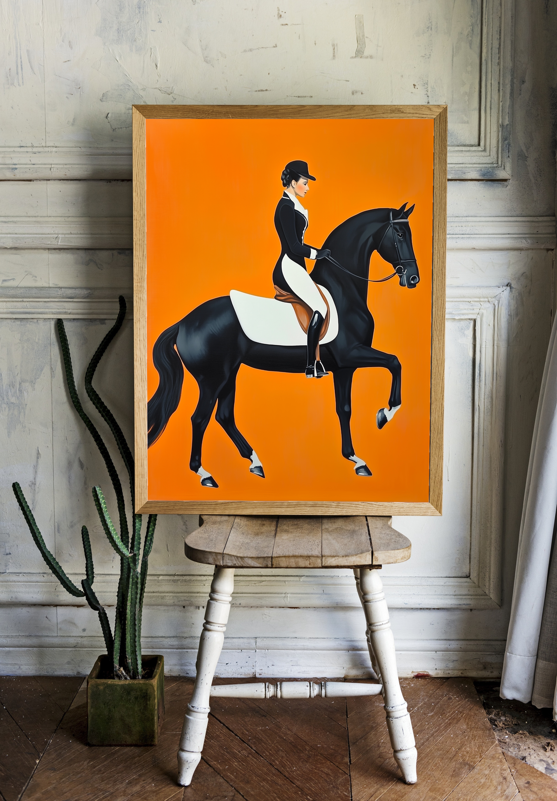 Постер "Элегантная амазонка на лошади" 60x90 см в подарочном тубусе
