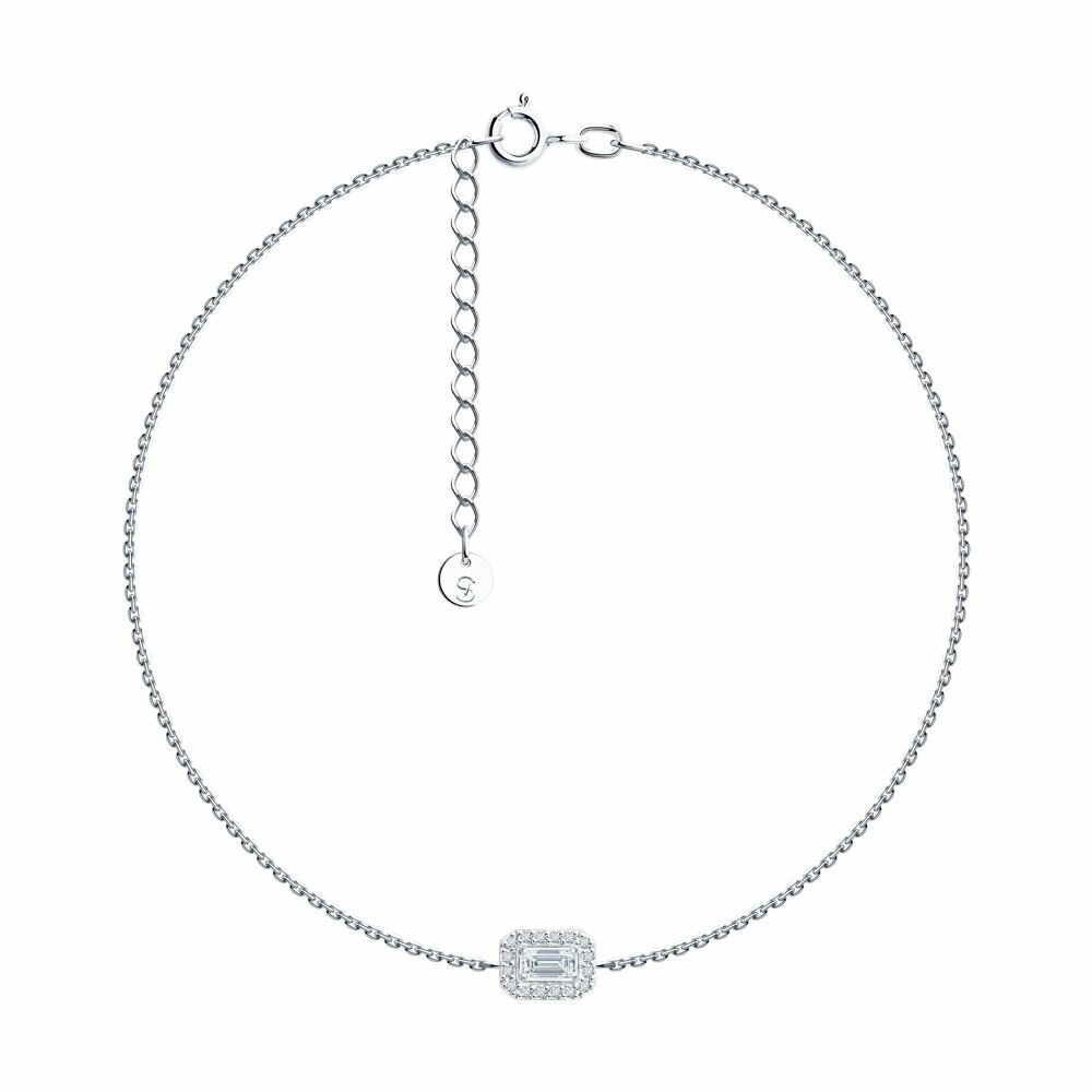 Браслет, белое золото, 585 проба, бриллиант выращенный