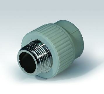 Комбинированная муфта PPR 25 мм x 3/4" НР (25/100) серая
