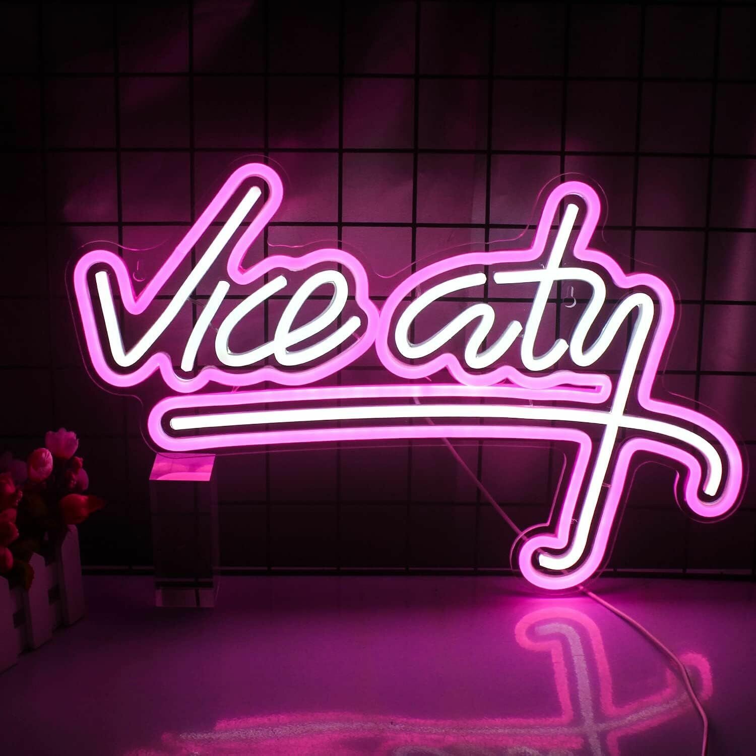 Неоновая вывеска MUPOO Vice City, питание от USB, 40 x 25 см — фото 1