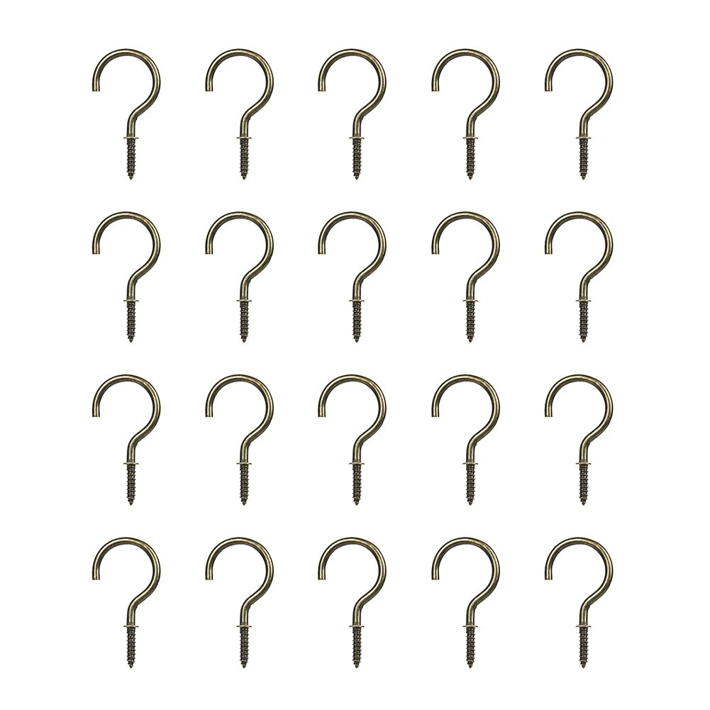 20 шт./компл. 1/2 5/8 3/4 7/8 дюймов тяжелые винтовые крючки с латунным покрытием, крючок для чашки, винт с плечами, подвесной сверхмощный стаканчик, удлините крючки