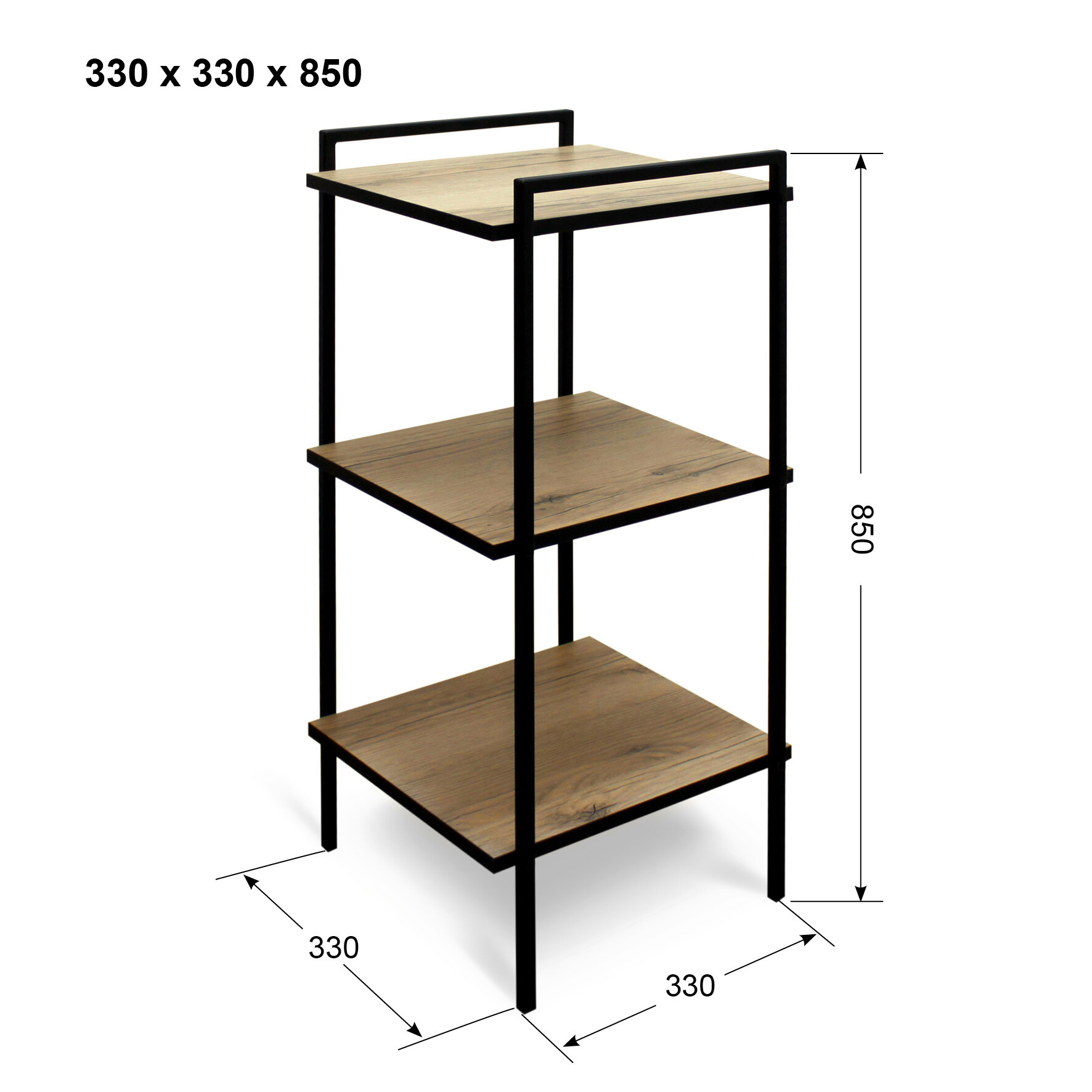 Стеллаж маленький, открытый, 3 полки, 85х33х33см