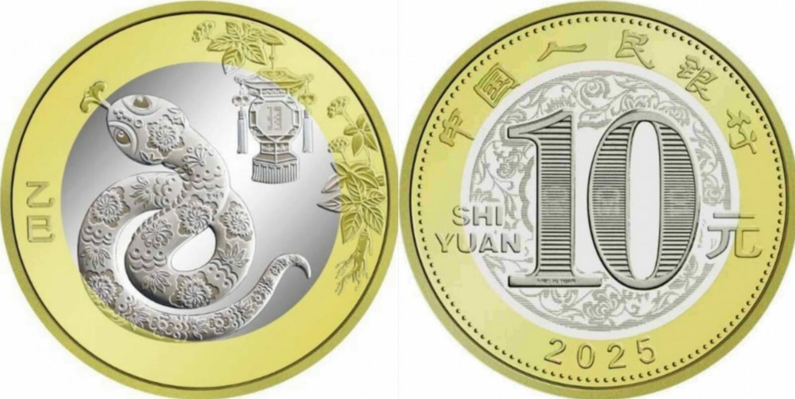 Китай 10 юань, 2025 Год Змеи