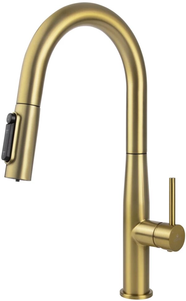 Смеситель для кухни Kaiser Vita 43344-3 с подключением к фильтру, выдвижным изливом, золотой матовый
