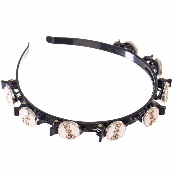 Ободок для волос КНР "Фантэн", золотистые зайки, цвет черный, 1,5 см