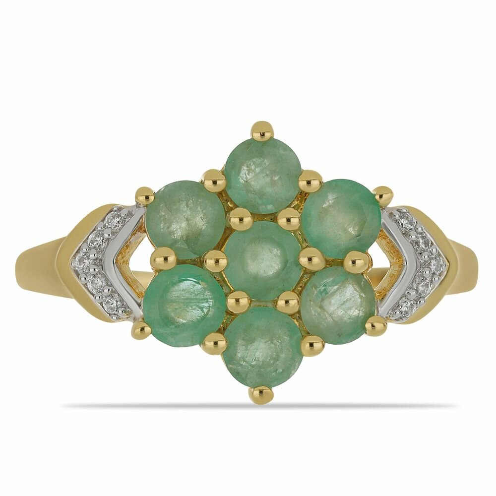 Кольцо тонкое, серебро, 925 проба, изумруд, фианит