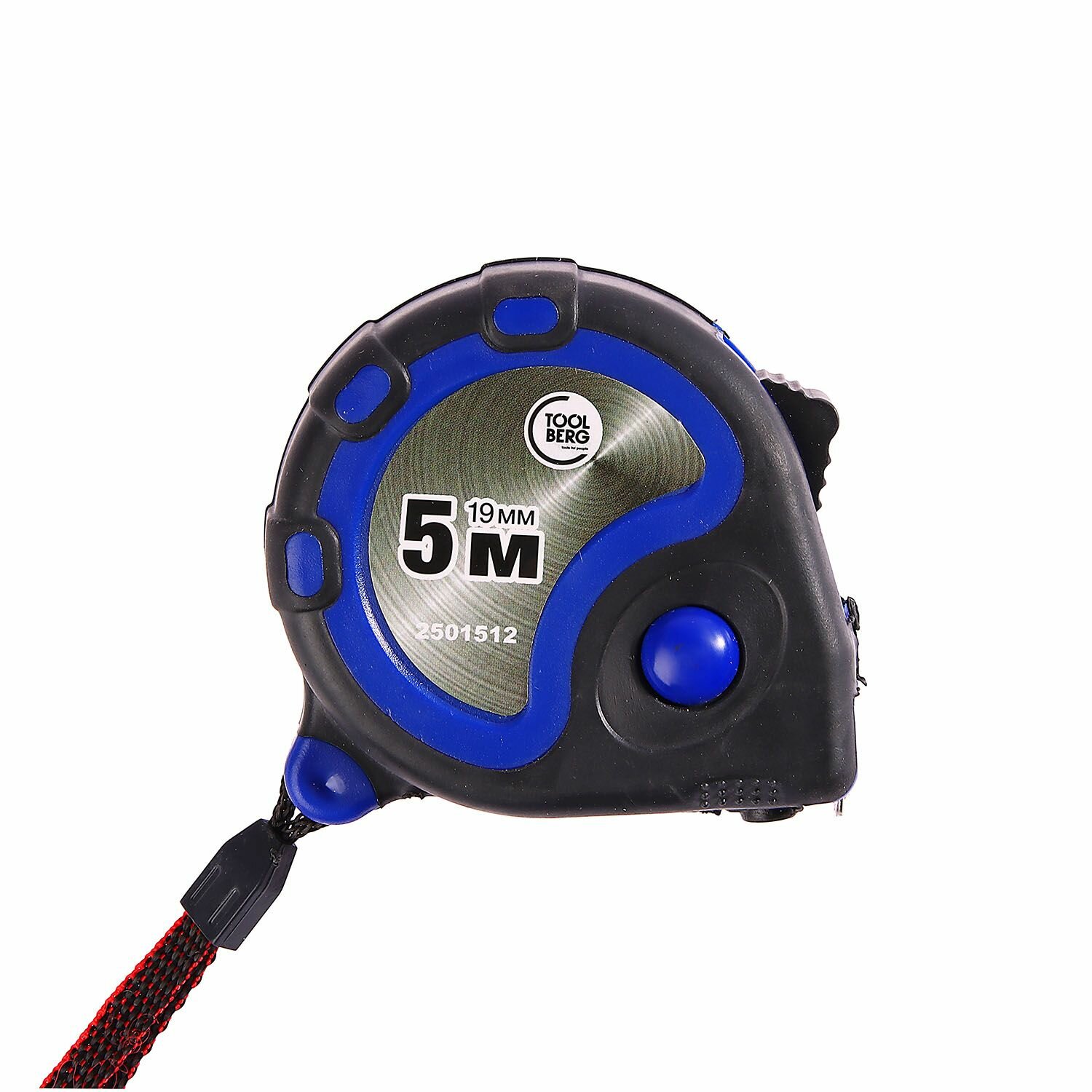 Рулетка 5м х 19мм Toolberg, резино-пластиковый корпус, стальная лента, три фиксатора с магнитами