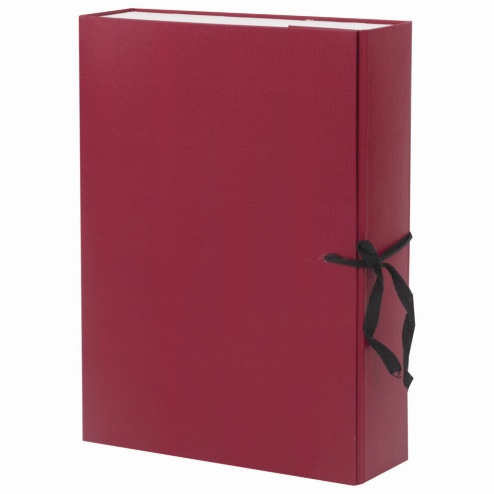 Короб архивный А4 (240х330 мм), 70 мм, 2 завязки, бумвинил, до 600 листов, бордовый, BRAUBERG, 122036, 122036