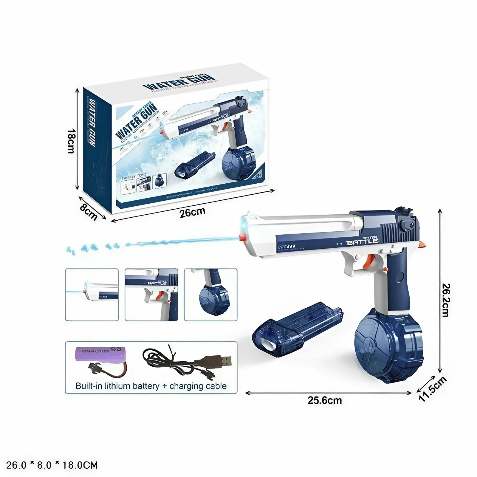 Водный электро пистолет Desert Eagle, Water Gun, USB зарядка