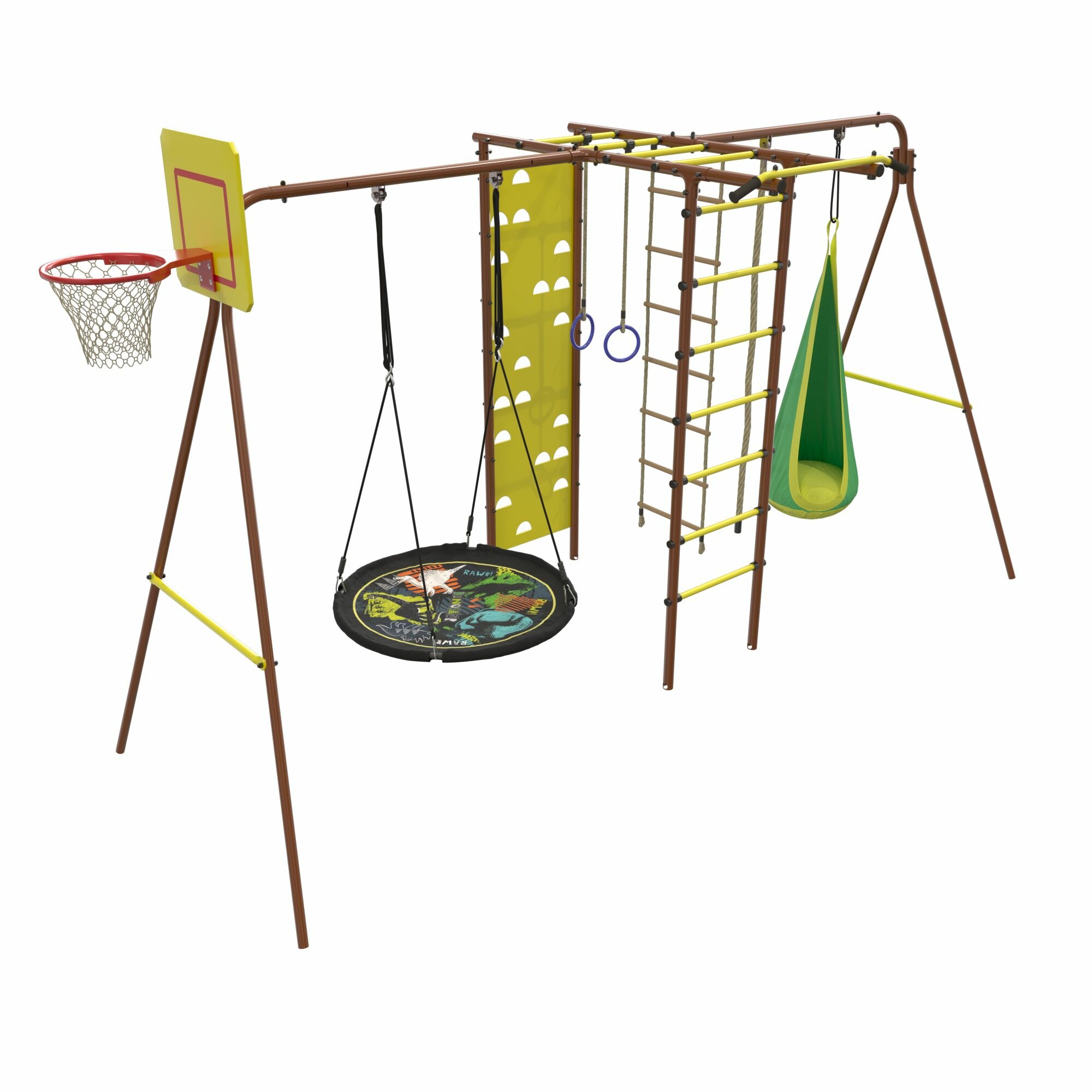 Уличный спортивный комплекс "Тарзан Дуэт" с качелями гнездо и коконом