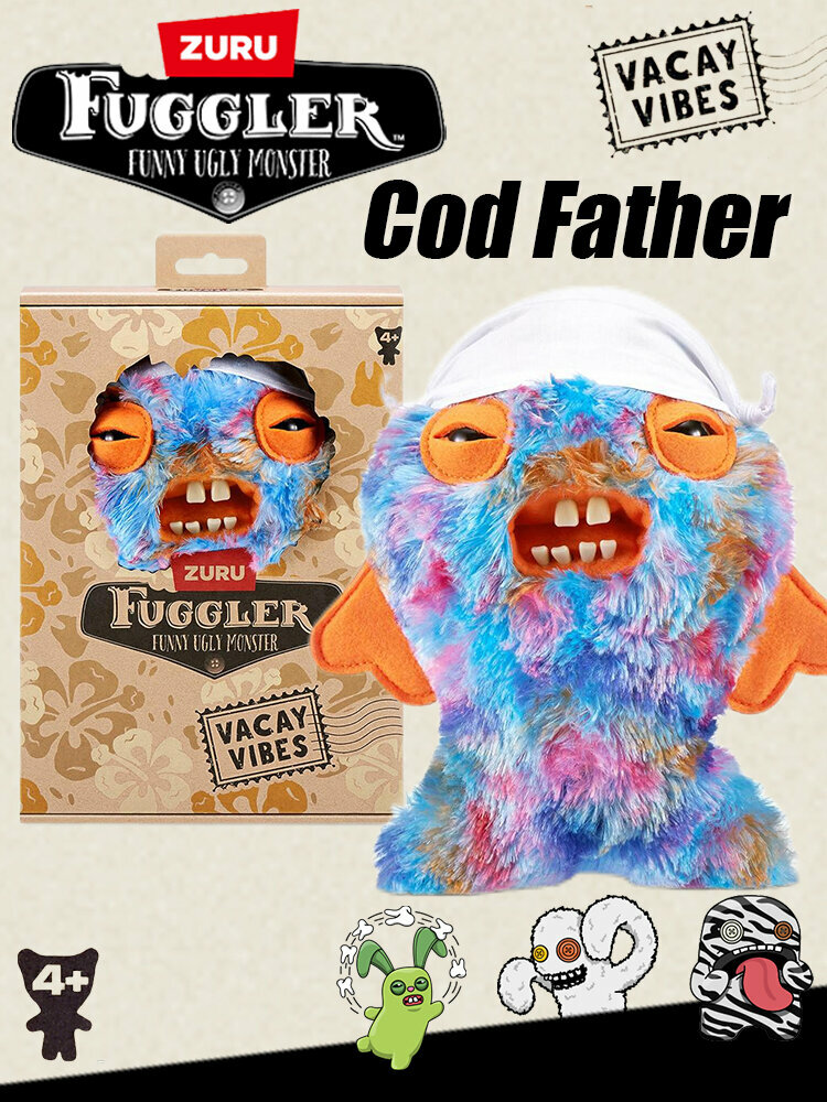 Мягкая игрушка Фагглер 22 см Fuggler Vacay Vibes Cod Father Plush Collectible Toy / Детская коллекция плюшевых игрушек - модный подарок на день рождения, подходящий для детей старше 4 лет