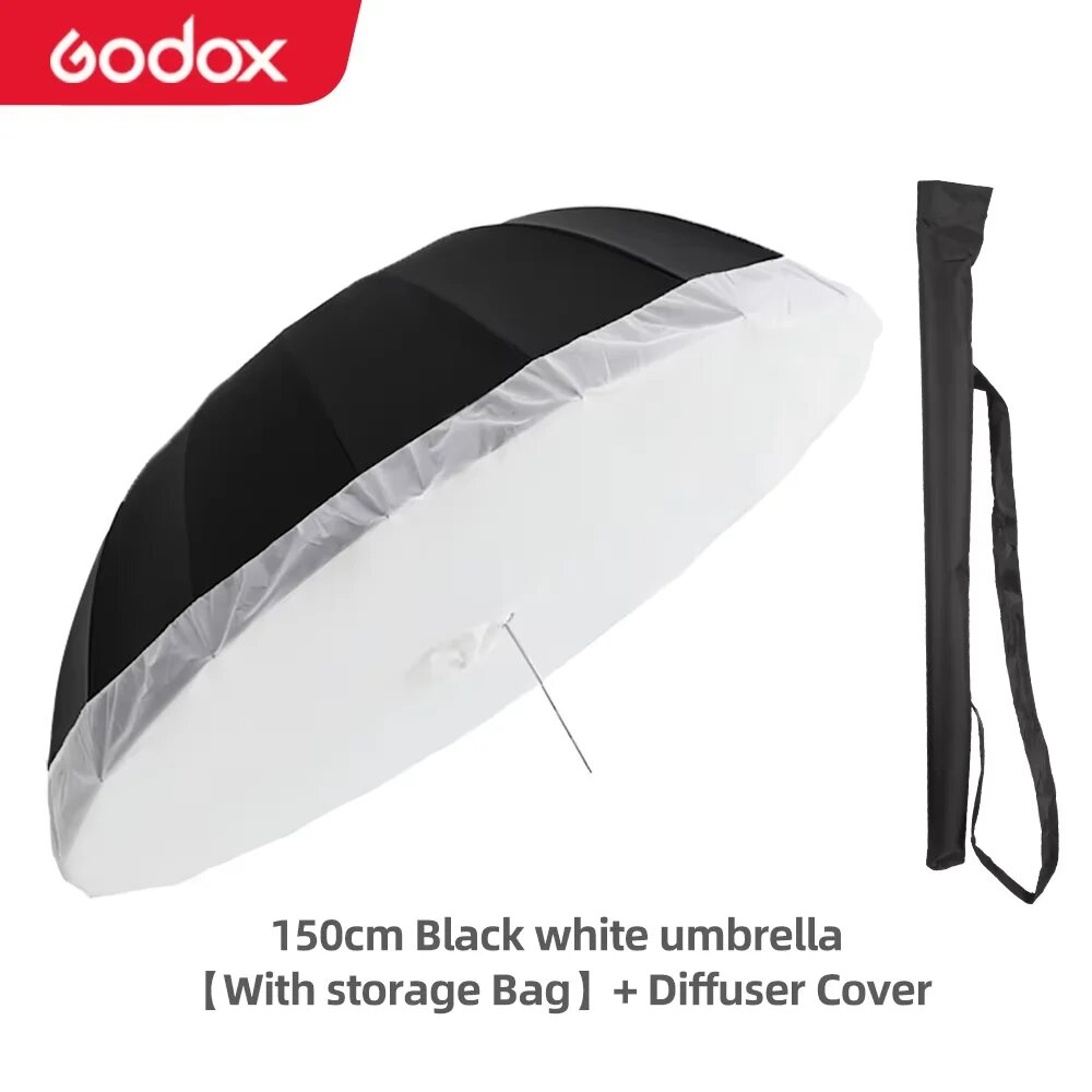 Godox 60 дюймов светоотражающий зонт для фотостудии 150cm Black White