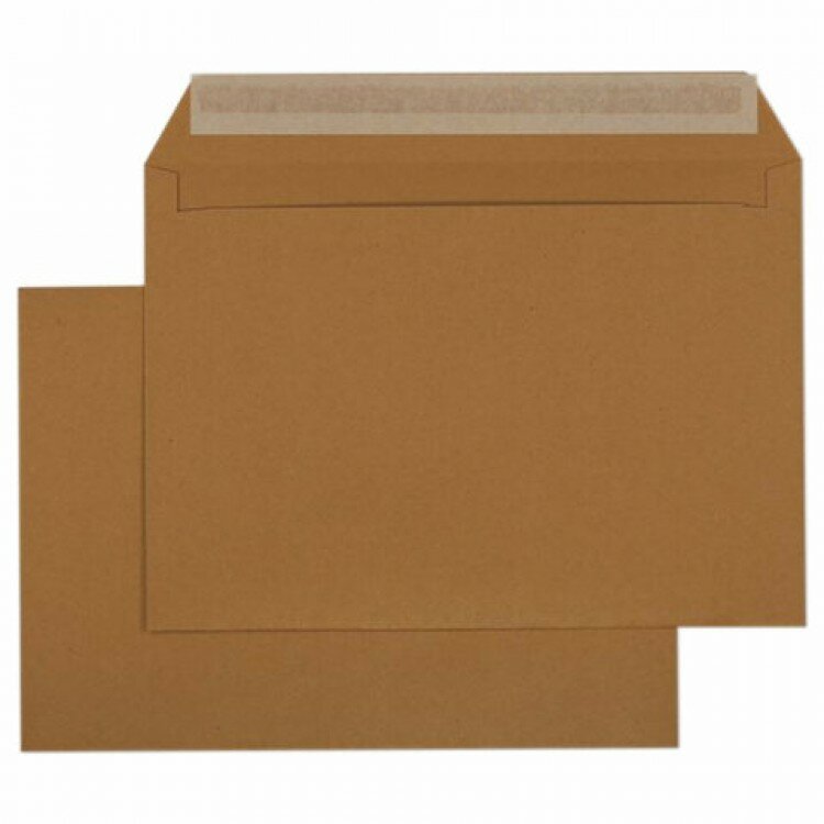 Конверты С4 (229х324 мм) крафт, отрывная лента, 100 г/м2, комплект 250 шт, 122135