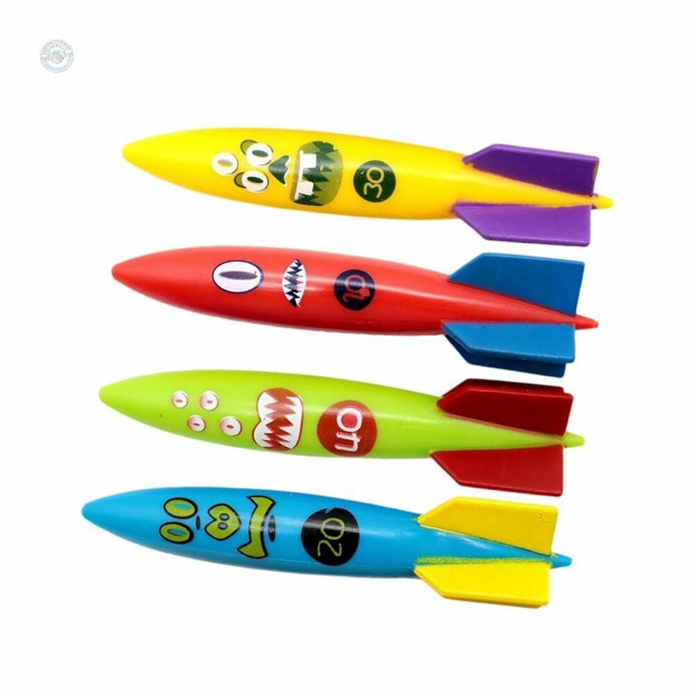 Набор игрушек для дайвинга в бассейне 4 водолазные торпеды для подводного плавания, метания и игр, яркие и безопасные