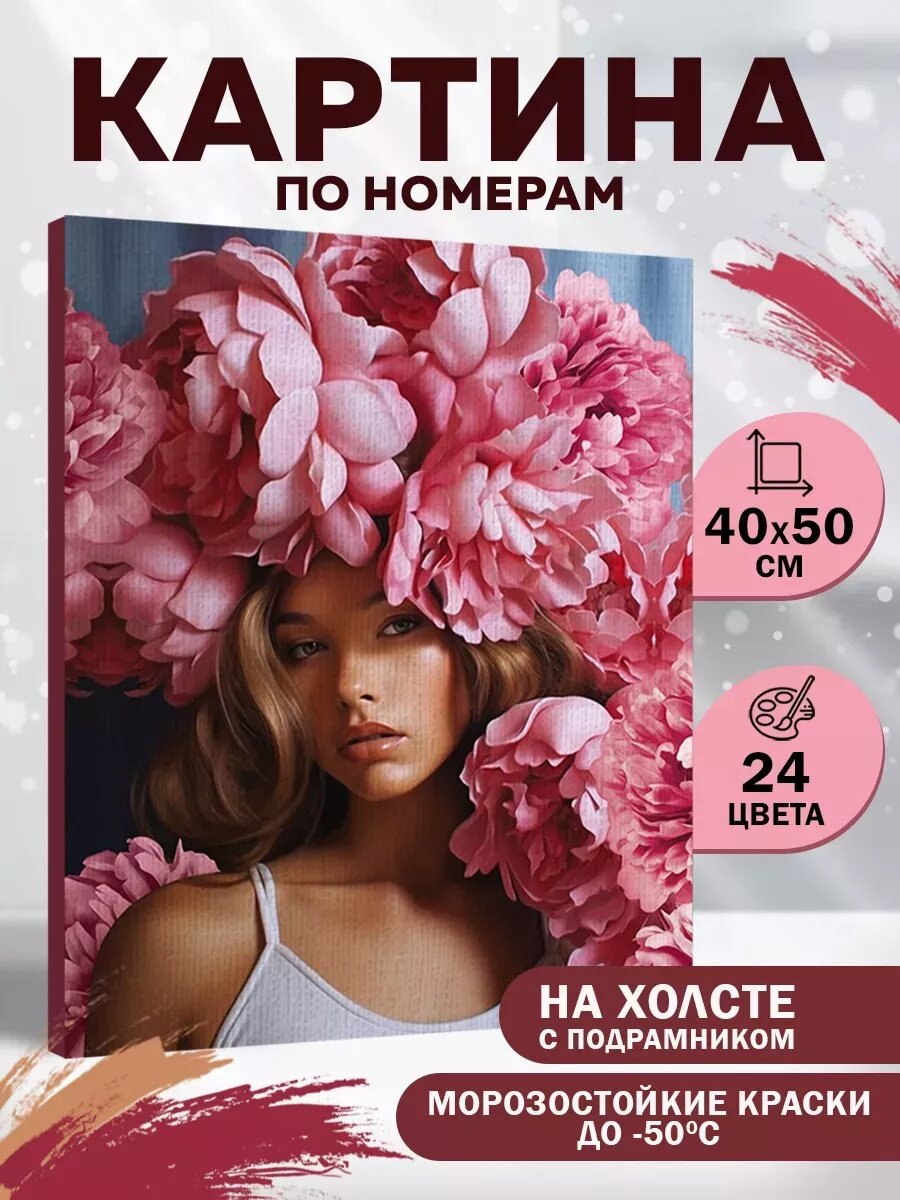 Картина по номерам Школа талантов "Нежность пионов" 40х50 см, на холсте с подрамником