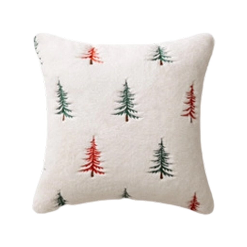Рождественская Тематическая Вышитая Наволочка Для Домашнего Декора Из Искусственного Меха Чехол Для Подушки