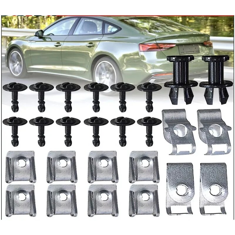 30 шт. для Audi A4 B8 A5 8T автомобильный поддон двигателя под крышками крепежные зажимы винты панели отделки автомобиля аксессуары для ремонта
