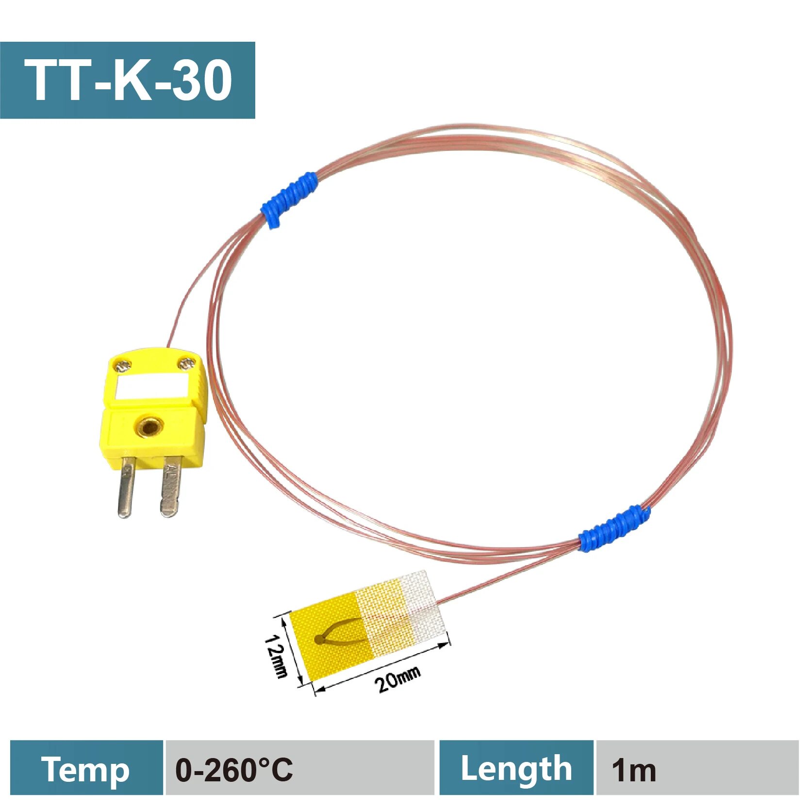 Датчик температуры поверхностный K-типа 0-260°C K-1m