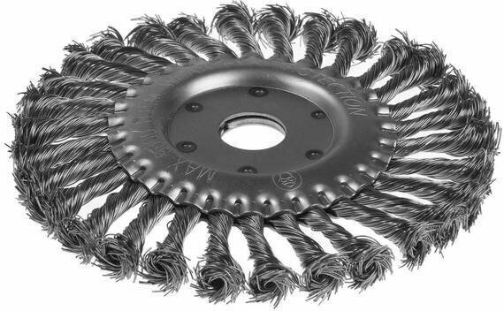 Щетка металлическая для УШМ TUNDRA, крученая проволока, плоская, посадка 22 мм, 175 мм