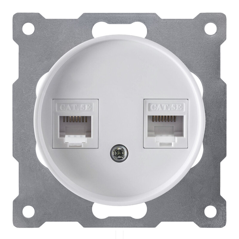 Розетка двойная компьютерная OneKeyElectro RJ45 5e, цвет белый