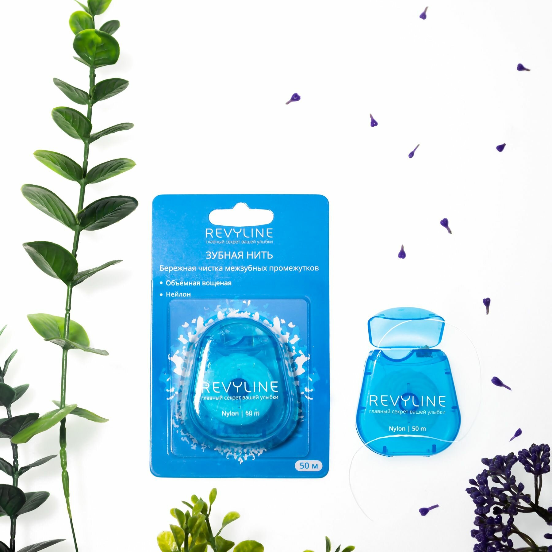 Нить зубная Revyline, вощеная, мятная, 50 метров