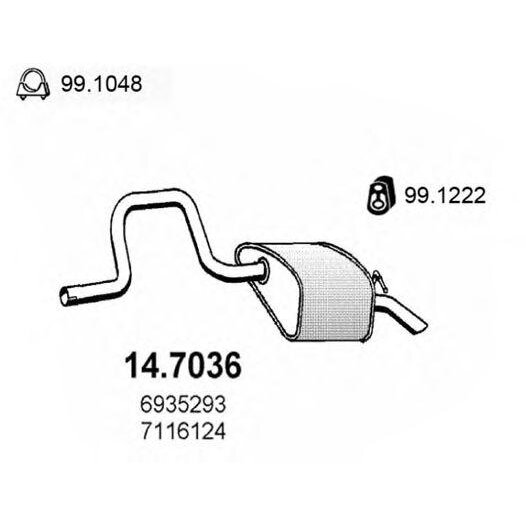 Глушитель выхлопных газов конечный, ASSO 14.7036 (1 шт.)