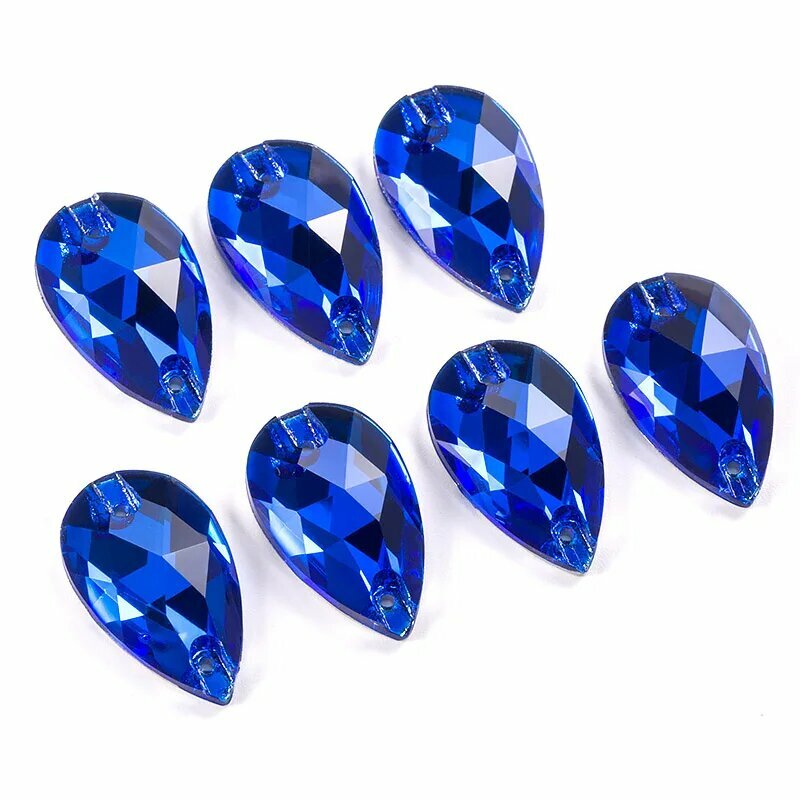 Стразы QIAO стеклянные капли для декора Темно-синий, 11x18mm - 24pcs, sapphire