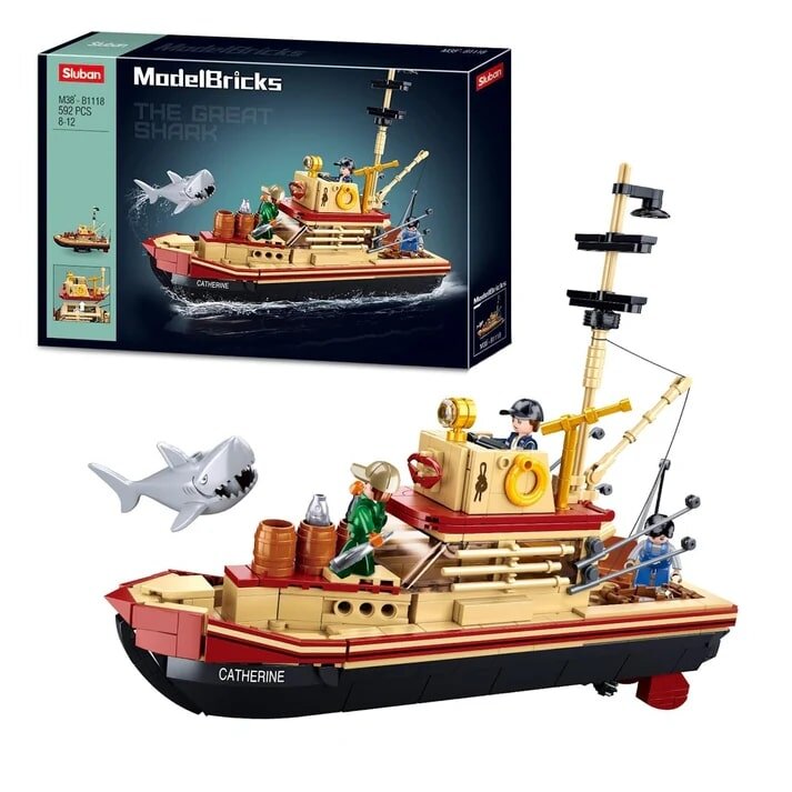Конструктор SLUBAN Рыболовное судно 592детали, M38-B1118