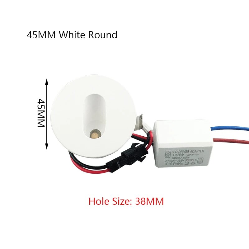 Светодиодный настенный светильник 3W, 45MM Round, 6000K