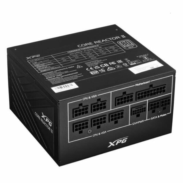 Блок питания ADATA XPG CORE REACTOR II 850 GOLD (COREREACTORII850G-BKCEU) черный - 850 Вт, ATX 20+4 пин, 4 pin + 4 pin x2 CPU, 8 SATA, 6 x 6+2 pin PCI-E