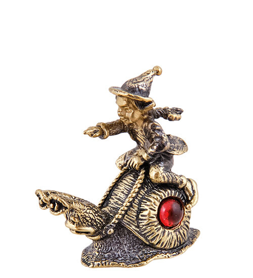 Фигурка Гном Бардзуки Раса (латунь, янтарь) AM-3652 113-7012650