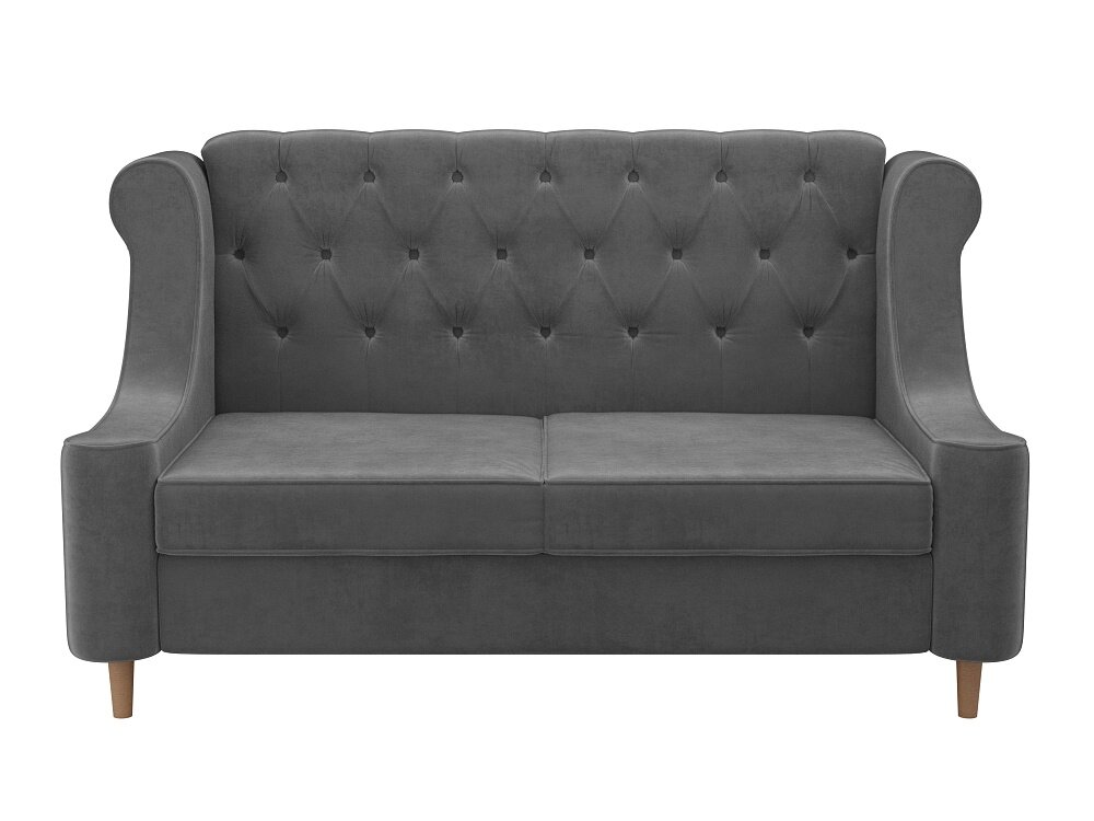 Прямой диван тахта Бронкс Классик нераскладной Серый Велюр, 153х85х98 см