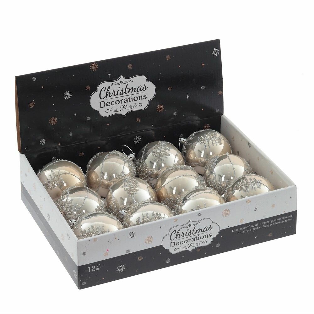 Украшение новогоднее "Шар", набор из 12-ти шт, D8 см, L36 W27 H9 см