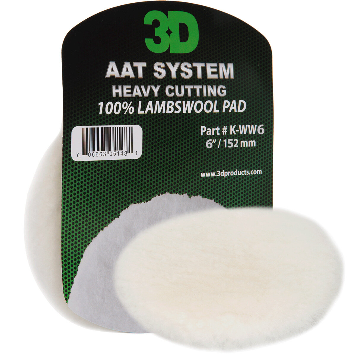 Круг полировальный из натуральной шерсти 152мм на липучке PREMIUM белый 3D