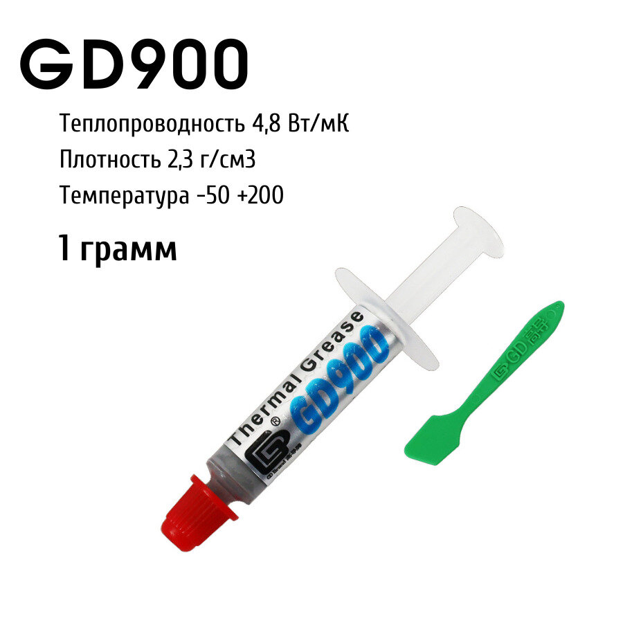 Термопаста теплопроводящая паста GD900-1 Шприц 1 грамм с лопаткой
