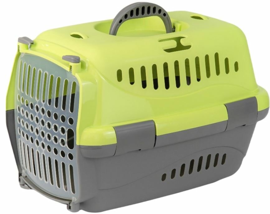 Зооэкспресс Переноска для животных "Турне" с прозрачной пластиковой дверцей, 48*32*32см, зеленая 1.25 кг
