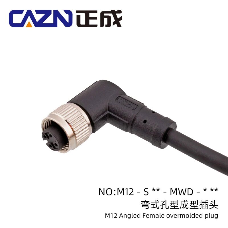 CAZN M12 угловой разъем, черный, 12 пин, PVC, 1м