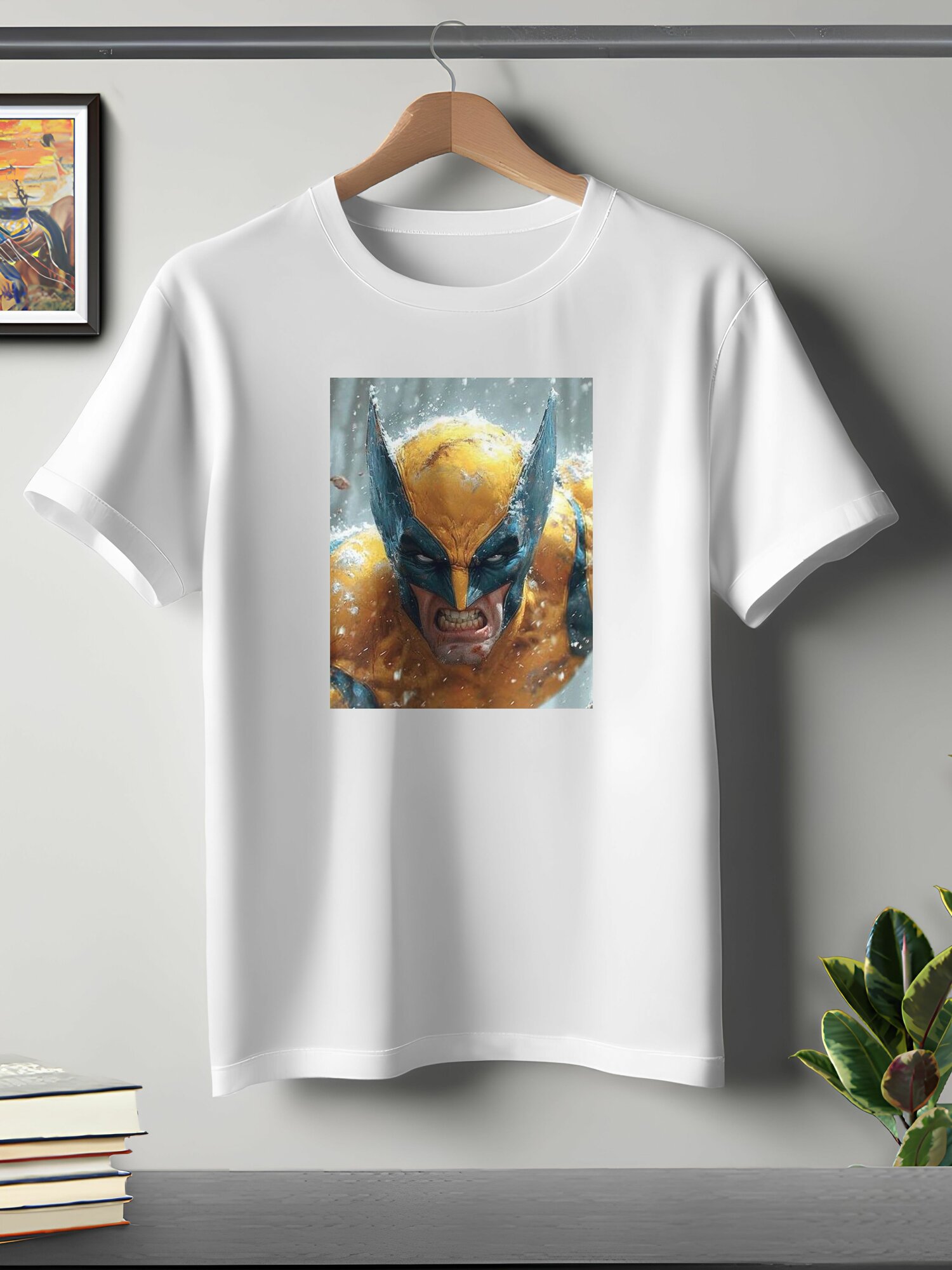 Футболка ONEQ унисекс 50-52 (XL) размер с принтом Россомаха, белая