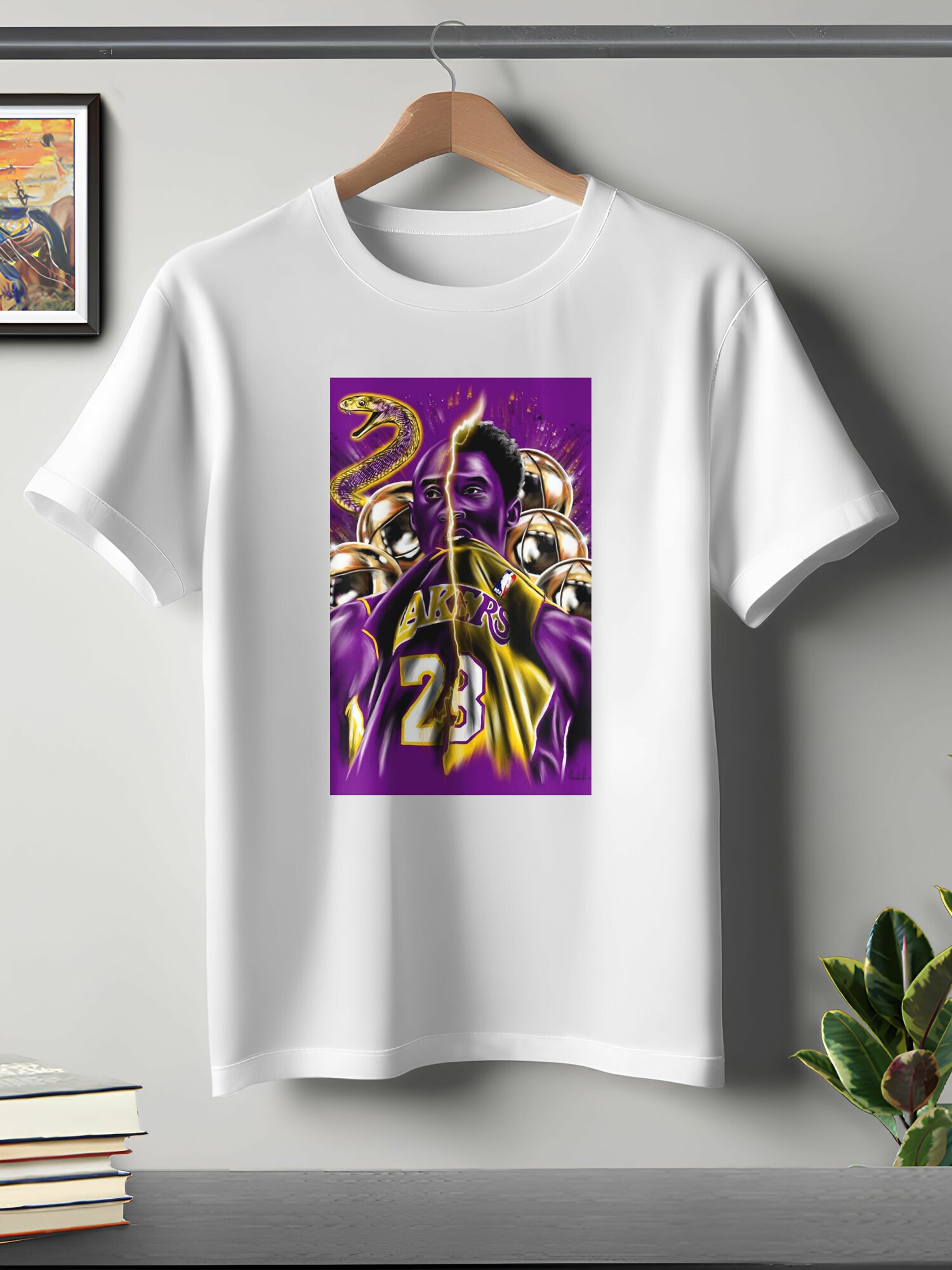 Футболка ONEQ унисекс 48-50 (L) размер с принтом Кобе Брайант, белая